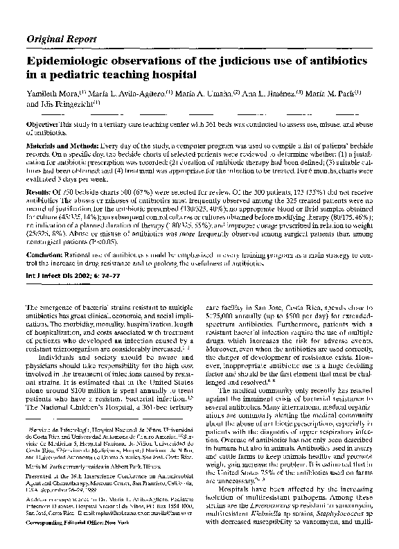 (PDF) Epidemiologic observations of the judicious use of antibiotics in ...