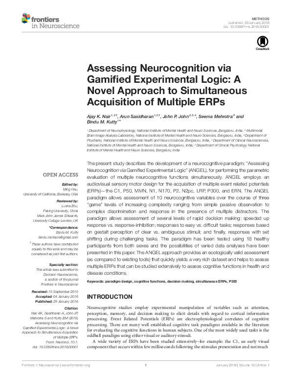 (PDF) Assessing Neurocognition via Gamified Experimental Logic: A Novel ...