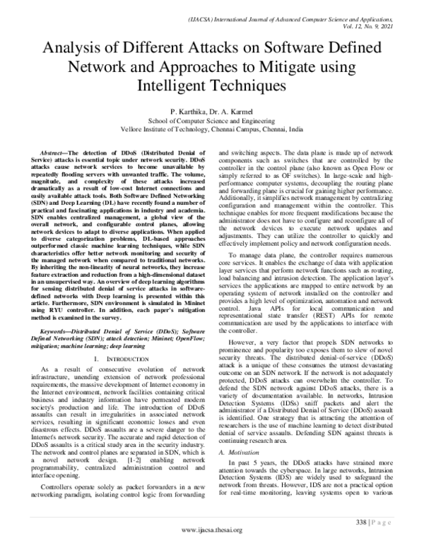 (PDF) Analysis of Different Attacks on Software Defined Network and Approaches to Mitigate using ...
