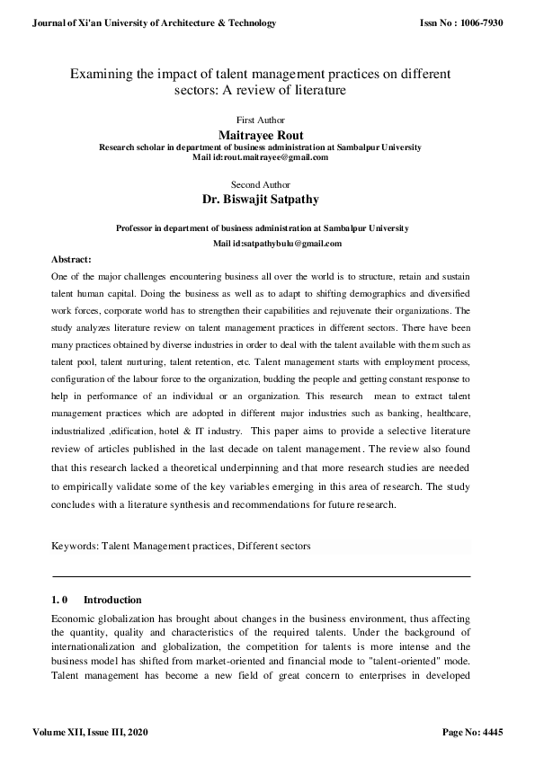(PDF) Examining the impact of talent management practices on different sectors: A review of ...
