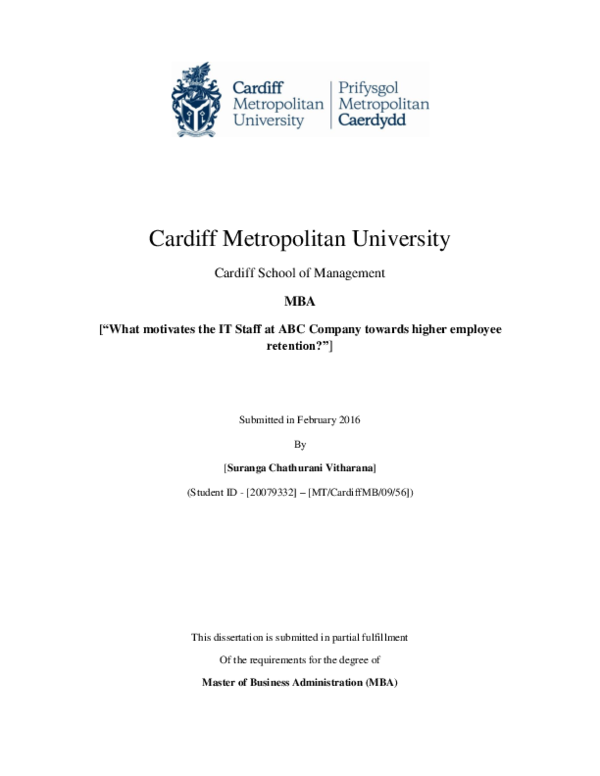 (PDF) MBA Dissertation 20079332 MT CardiffMB