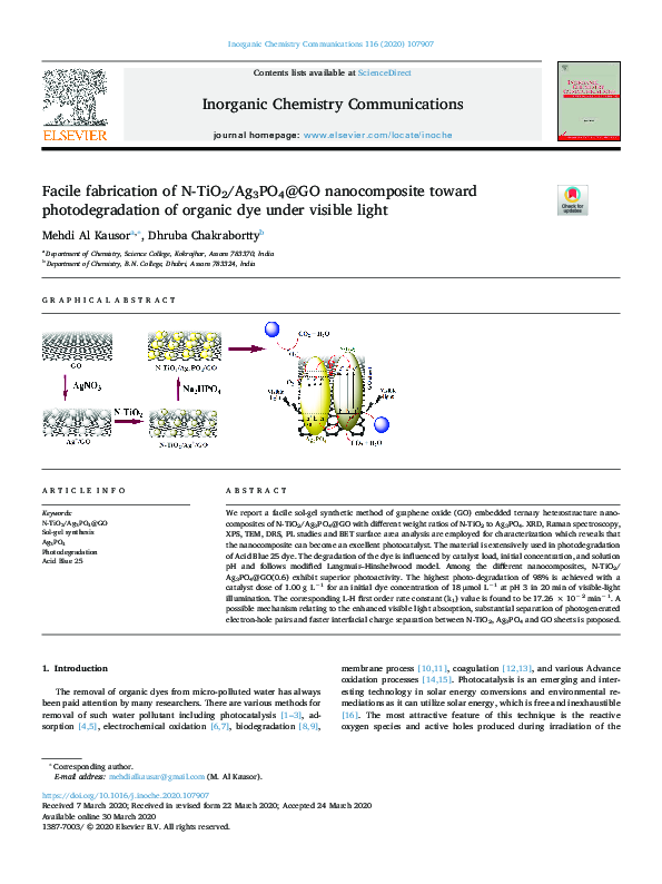 (PDF) Facile fabrication of N-TiO2/Ag3PO4@GO nanocomposite toward ...