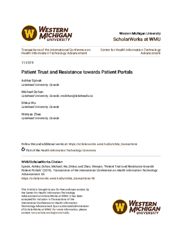(PDF) Patient Trust and Resistance towards Patient Portals