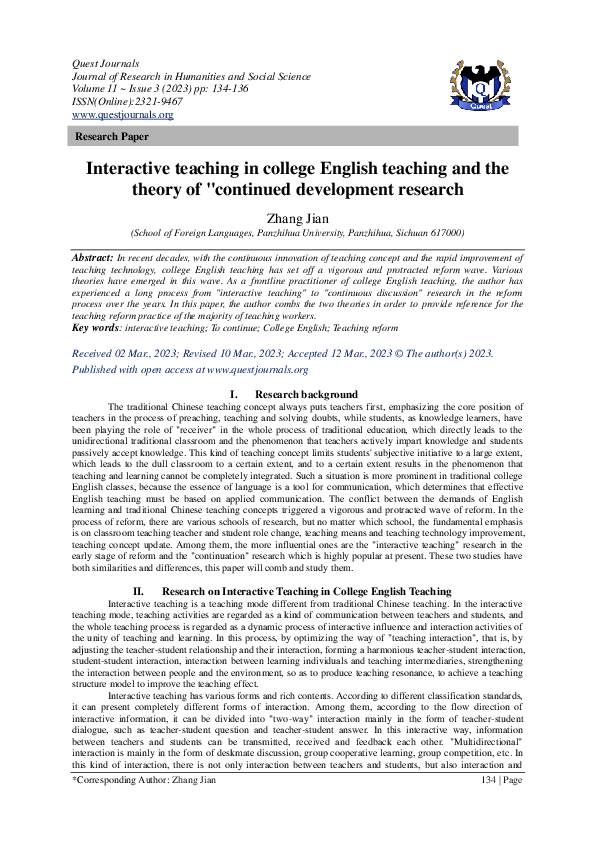 (PDF) Interactive teaching in college English teaching and the theory ...