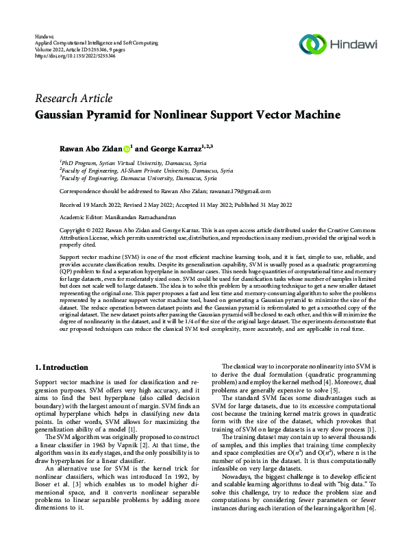 (PDF) Gaussian Pyramid for Nonlinear Support Vector Machine