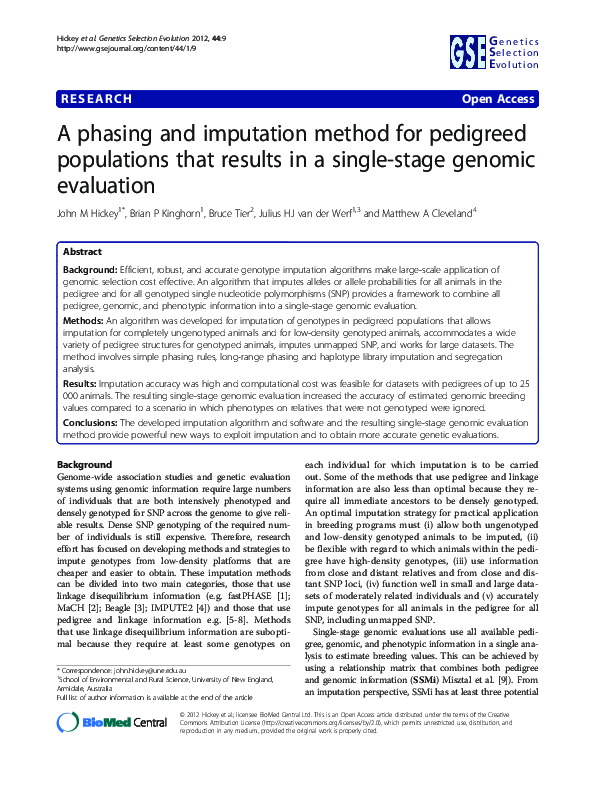(PDF) A phasing and imputation method for pedigreed populations that ...