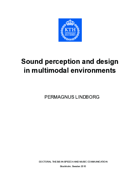 (PDF) Sound perception and design in multimodal environments