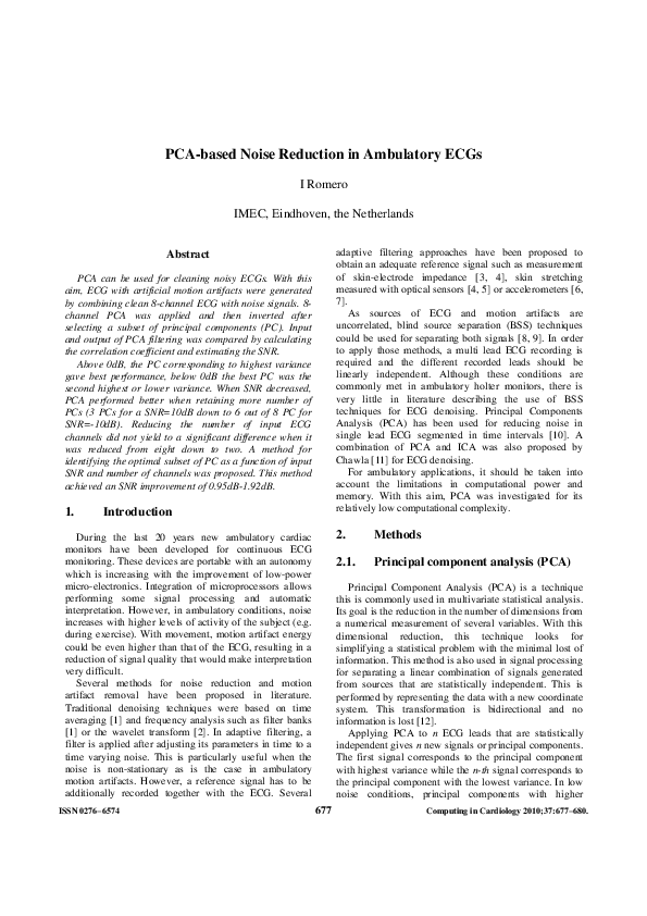 (PDF) PCA-based noise reduction in ambulatory ECGs