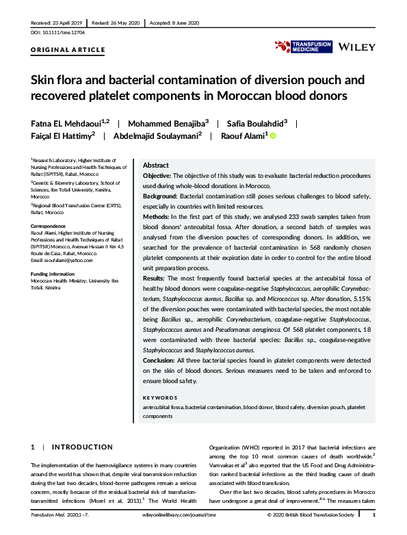 (PDF) Skin flora and bacterial contamination of diversion pouch and ...