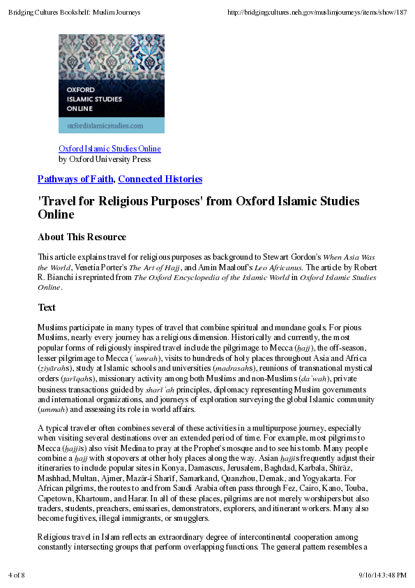 (PDF) Travel for Religious Purposes'