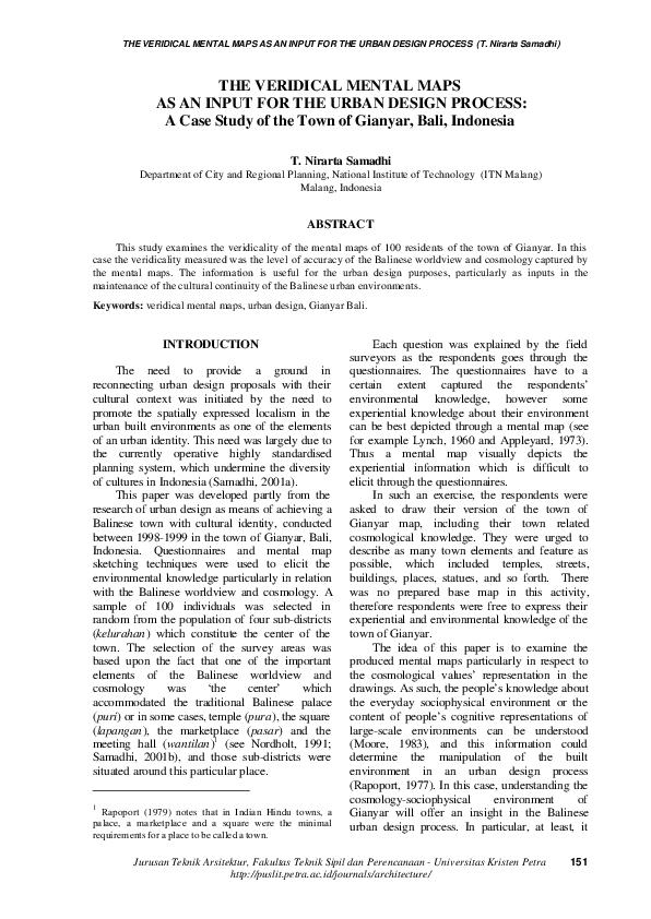 (PDF) THE VERIDICAL MENTAL MAPS AS AN INPUT FOR THE URBAN DESIGN ...