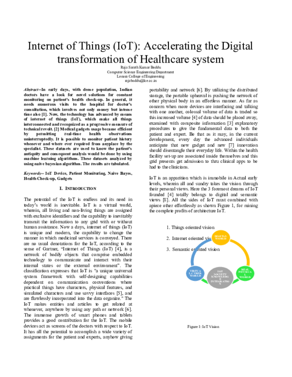 (DOC) Internet of Things (IoT): Accelerating the Digital transformation of Healthcare system