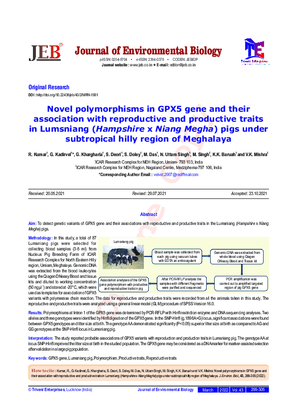 (PDF) Novel polymorphisms in GPX5 gene and their association with ...