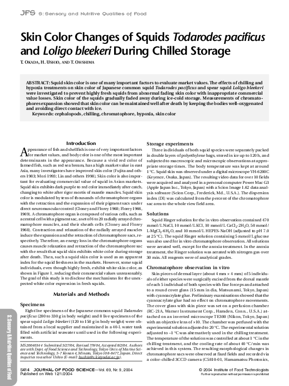 (PDF) Skin Color Changes of Squids Todarodes pacificus and Loligo ...