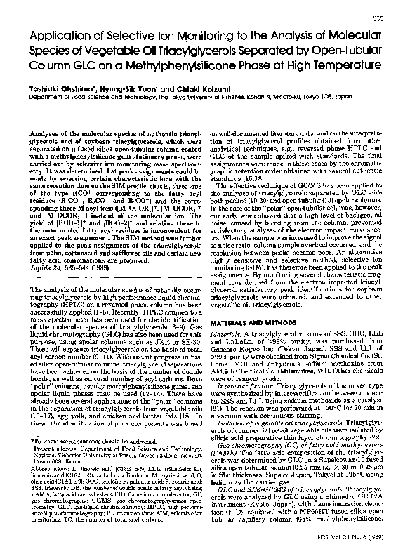 (PDF) Application of selective ion monitoring to the analysis of ...