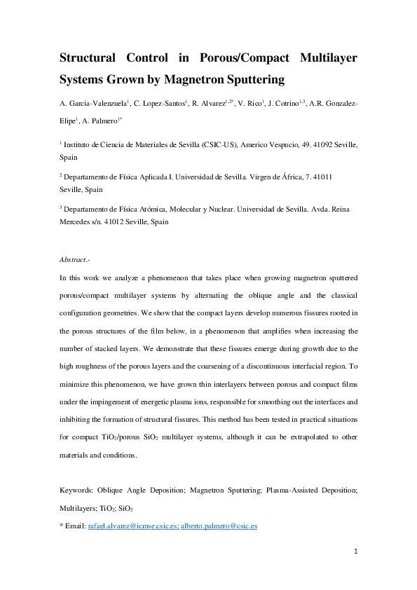 (PDF) Structural control in porous/compact multilayer systems grown by ...