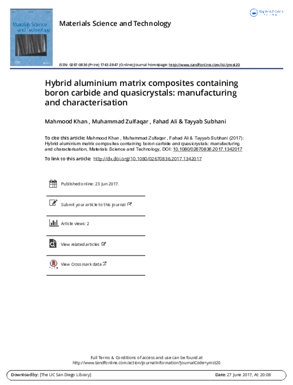 (PDF) Hybrid aluminium matrix composites containing boron carbide and ...