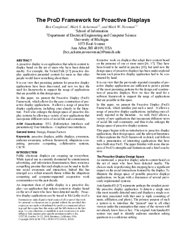 (PDF) The ProD framework for proactive displays