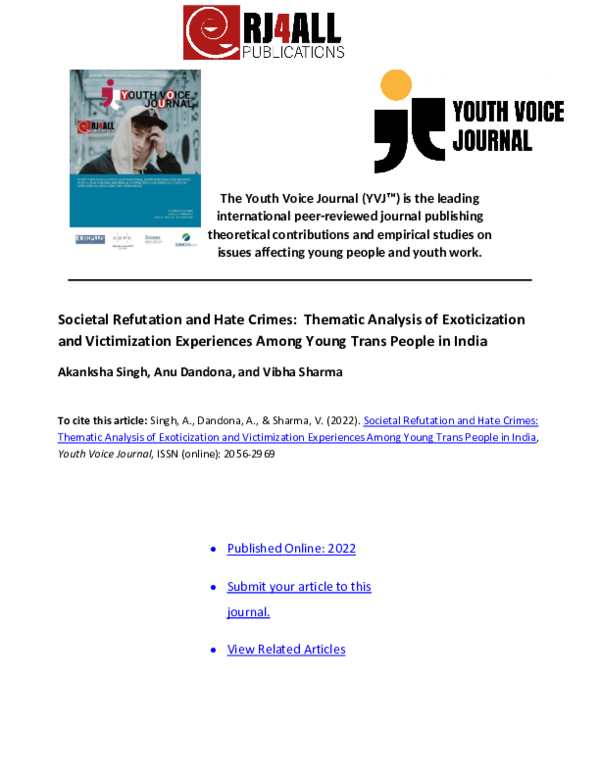 (PDF) The Youth Voice Journal (YVJ™) is the leading international peer ...