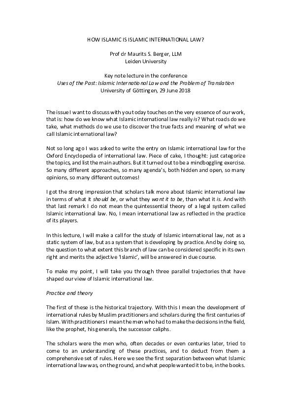 (PDF) How Islamic is Islamic International Law
