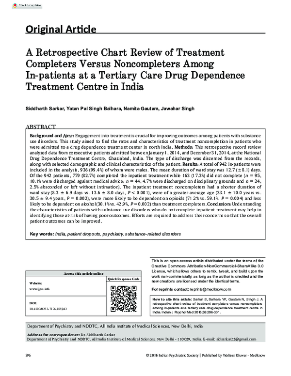 (PDF) A Retrospective Chart Review of Treatment Completers Versus Noncompleters Among In ...