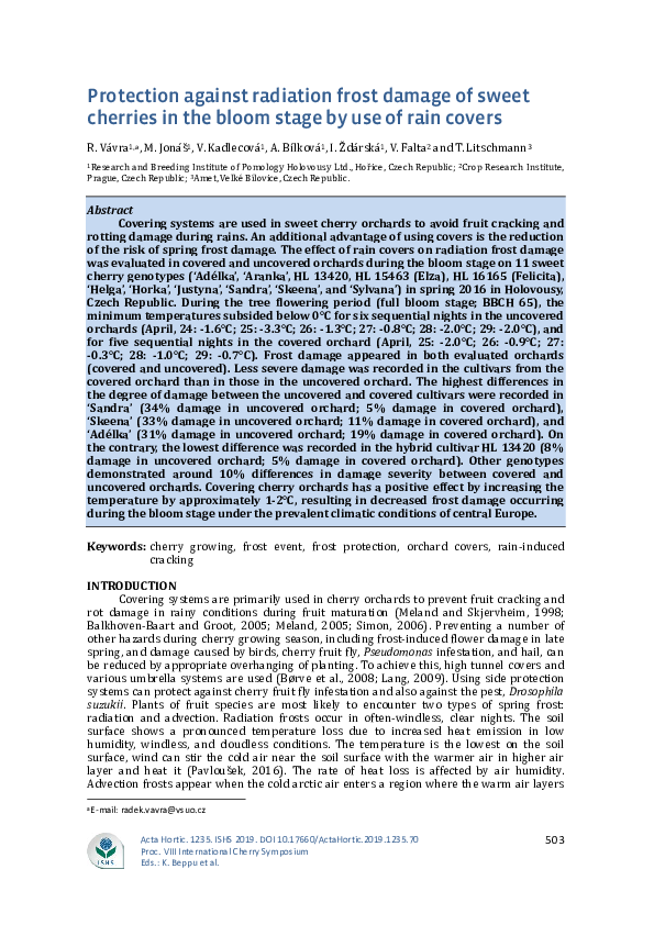 (PDF) Protection against radiation frost damage of sweet cherries in ...