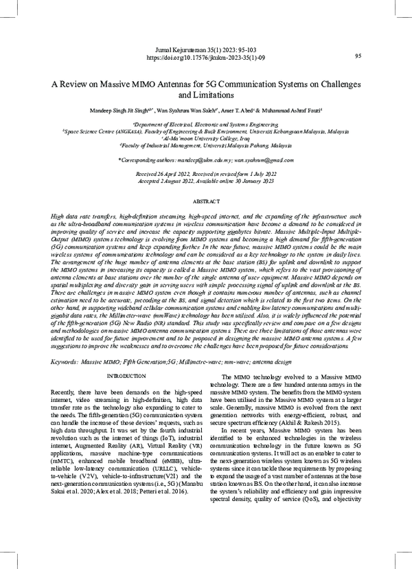 (PDF) A Review on Massive MIMO Antennas for 5G Communication Systems on ...