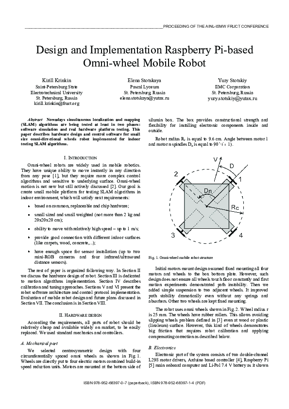 Pdf Design And Implementation Raspberry Pi Based Omni Wheel Mobile Robot