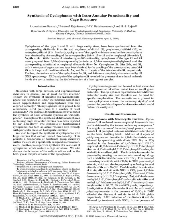 (PDF) Synthesis of Cyclophanes with Intra-Annular Functionality and ...