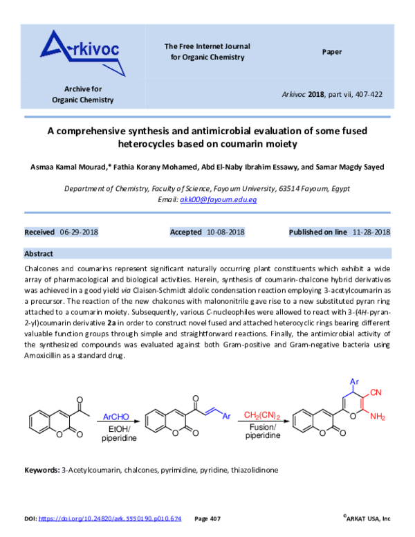 (PDF) A comprehensive synthesis and antimicrobial evaluation of some fused heterocycles based on ...