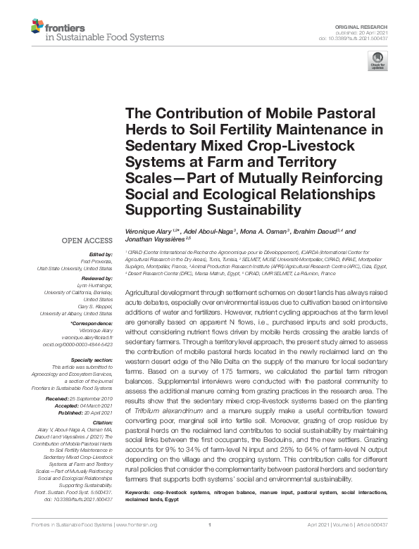 (PDF) The Contribution of Mobile Pastoral Herds to Soil Fertility ...
