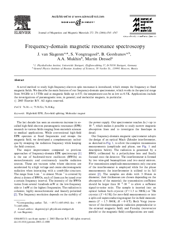 (PDF) Frequency-domain magnetic resonance spectroscopy