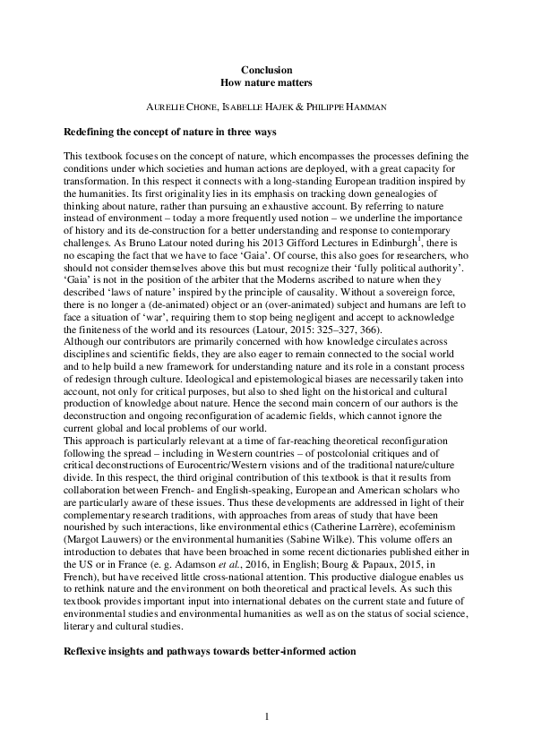 (PDF) Conclusion: How nature matters