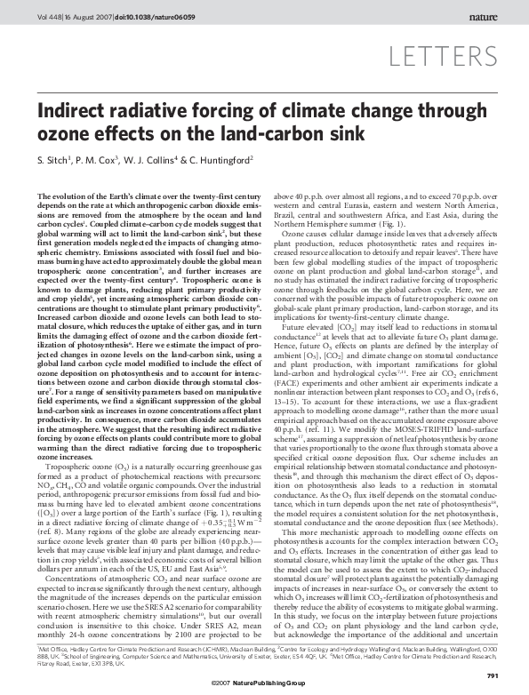 (PDF) Indirect radiative forcing of climate change through ozone ...