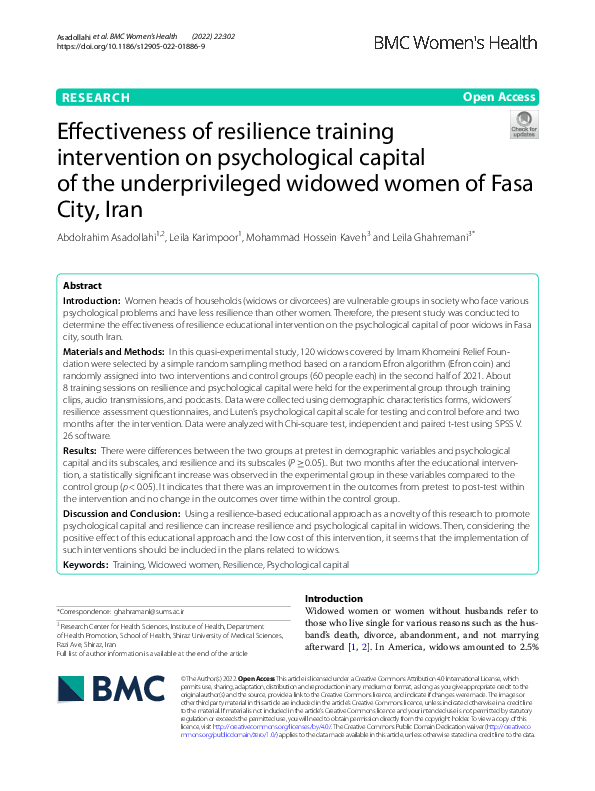 (PDF) Effectiveness of resilience training intervention on ...
