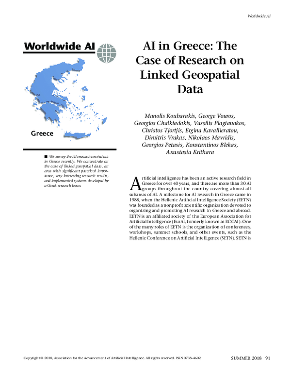 (PDF) AI in Greece: The Case of Research on Linked Geospa al Data