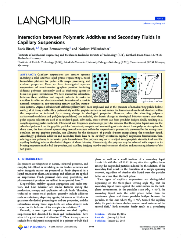 (PDF) Interaction between Polymeric Additives and Secondary Fluids in Capillary Suspensions