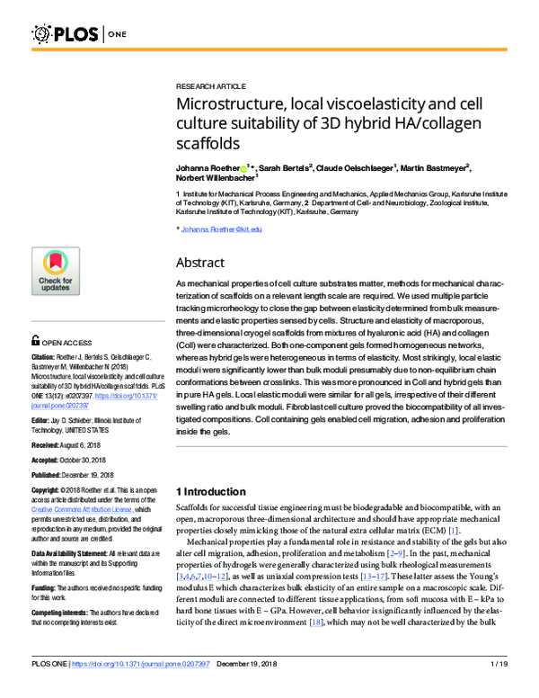 (PDF) Microstructure, local viscoelasticity and cell culture suitability of 3D hybrid HA ...