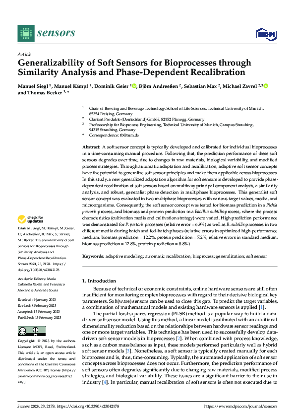 (PDF) Generalized Adaptive Soft Sensors for Bioprocesses