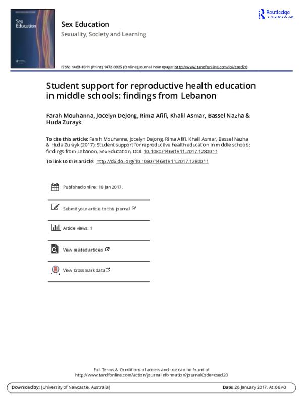 (PDF) Student support for reproductive health education in middle ...