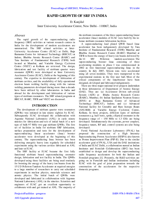 (PDF) Rapid Growth of SRF in India