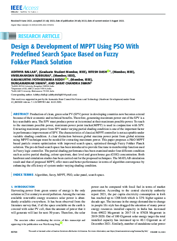 Pdf Design And Development Of Mppt Using Pso With Predefined Search Space Based On Fuzzy Fokker