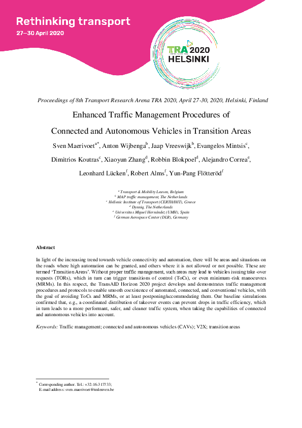 (PDF) Enhanced Traffic Management Procedures of Connected and ...