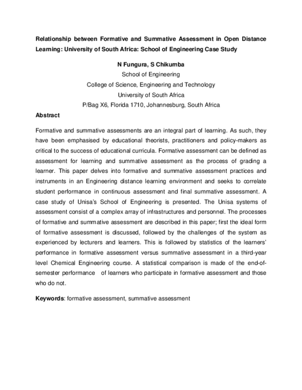 (PDF) Relationship between formative and summative assessment in open distance learning ...