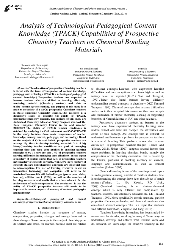 (PDF) Analysis of Technological Pedagogical Content Knowledge (TPACK) Capabilities of ...