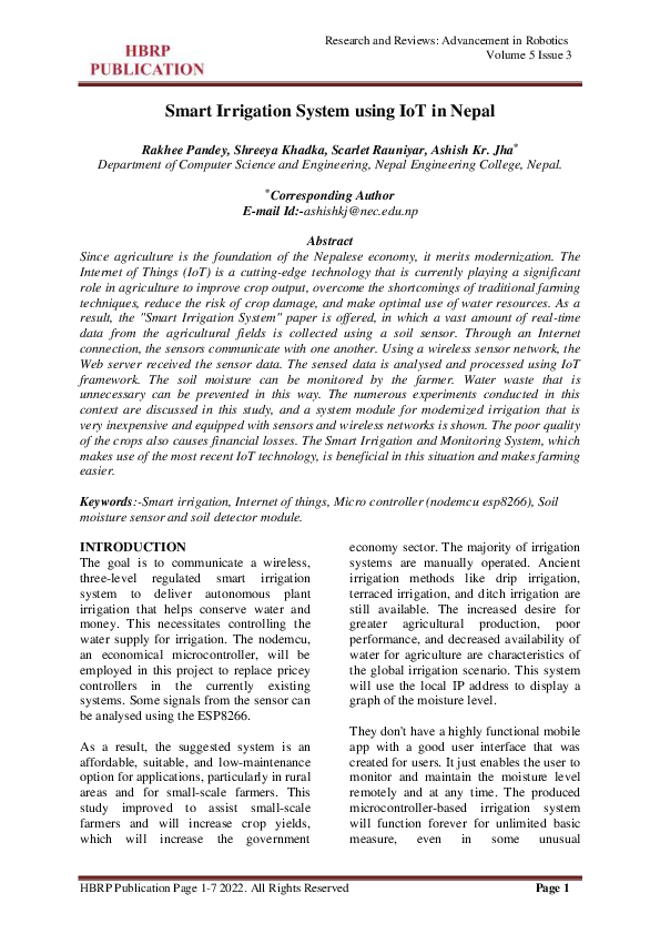 (PDF) Smart Irrigation System using IoT in Nepal | SCARLET RAUNIYAR ...