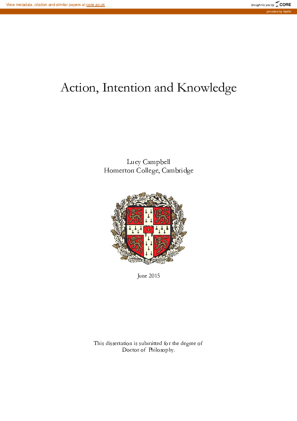 (PDF) Action, intention and knowledge | Lucy Campbell - Academia.edu