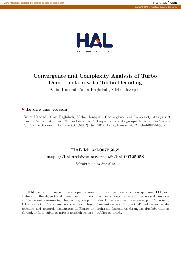 Pdf Convergence And Complexity Analysis Of Turbo Demodulation With Turbo Decoding
