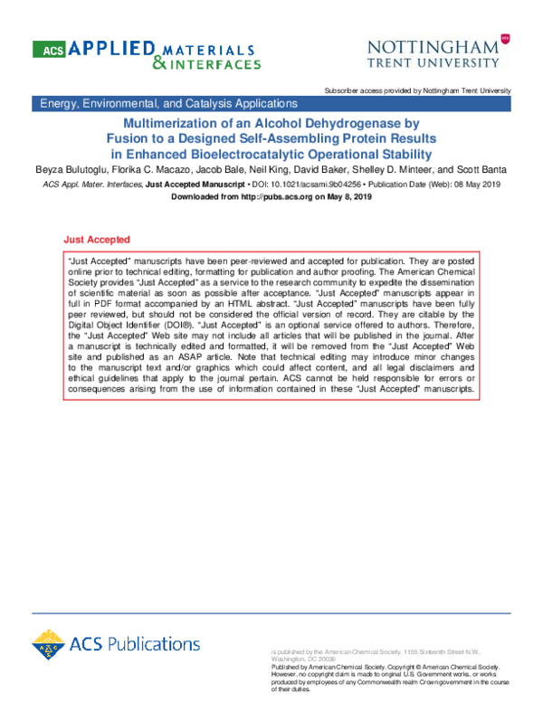 (PDF) Multimerization of an Alcohol Dehydrogenase by Fusion to a ...