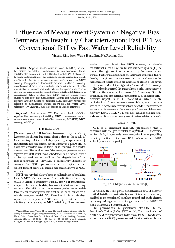 (PDF) Influence Of Measurement System On Negative Bias Temperature Instability Characterization ...